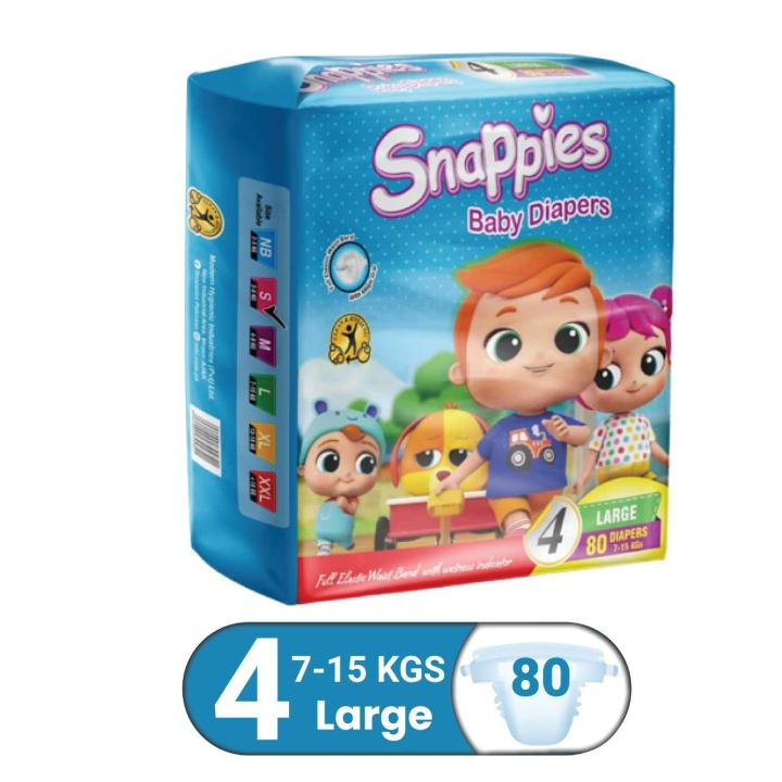 SNAPPIES BABY DIAPER SIZE 04 (80 PIECES) | Daraz.pk