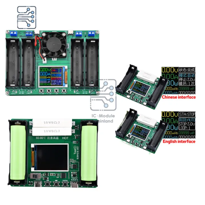 18650 Lithium Tester Module Mah Mwh Digital Type-C Four 18650 Power ...