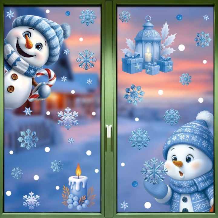 A Set DIY PVC Christmas Window Stickers Santa Claus Winter Snowman Xmas ...