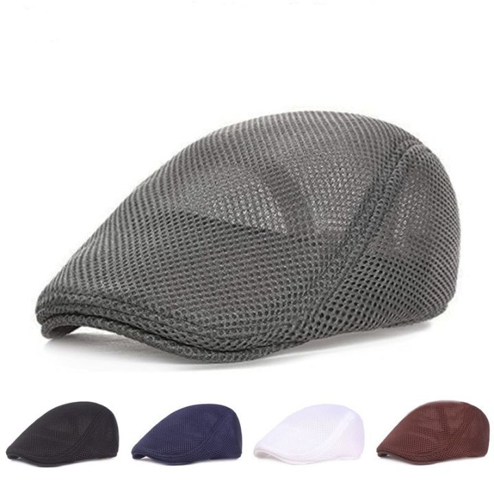 Men Beret Mesh Flat Cap Golf Driving Cabbie Newsboy Casual Breathable ...