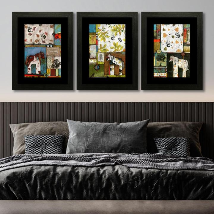 Set of 3 Abstract Horse in Room Wall Art Frames, Collage Frames for wall Décor – Raqeeq BF48 ...