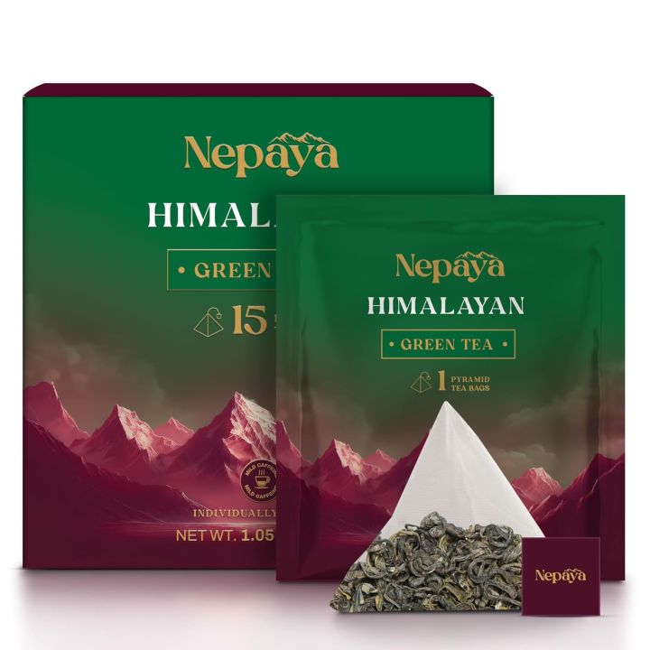 Himalayan Green Tea 15 Count Biodegradable Pyramid Tea Bags from the ...