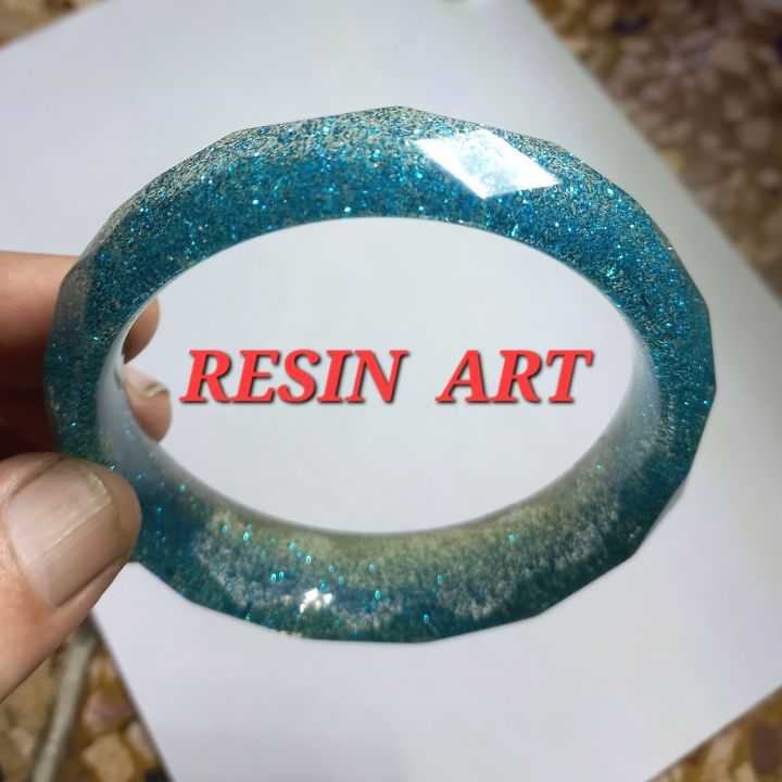 MULTICOLOURED CRYSTAL RESIN BANGLE BRACELETS, RESIN ART WORK, FILLING ...