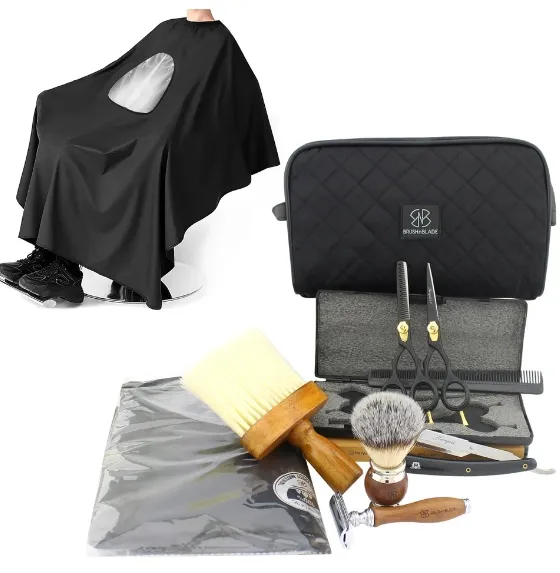 BrushnBlade Professional Personal Barber Kit with Black 5.5” Scissors ...