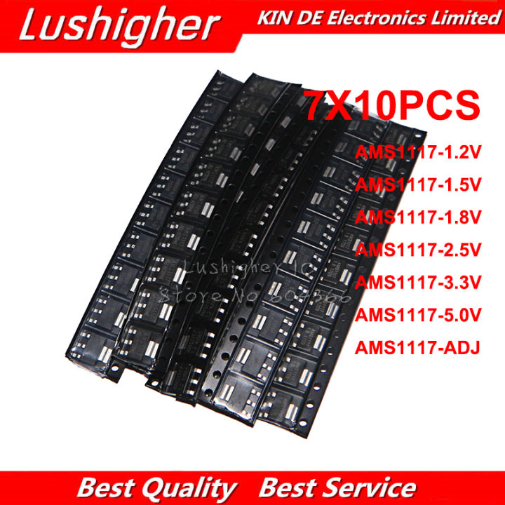 70pcs AMS1117 Voltage Regulator Kit 1.2V/1.5V/1.8V/2.5V/3.3V/5.0V/ADJ ...