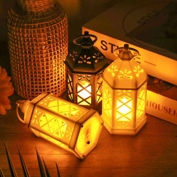 2Colors LED Retro Hexagonal Candle Lamp Wind Lamp Children Handheld ...