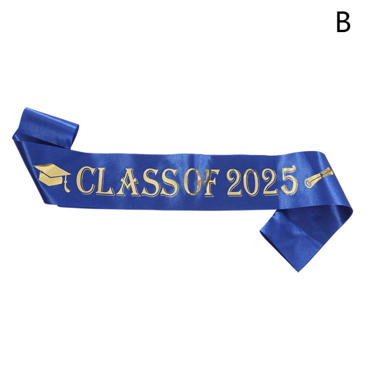 Graduation Decoration Class Of 2025 Satin Sash Glitter Black Blue ...