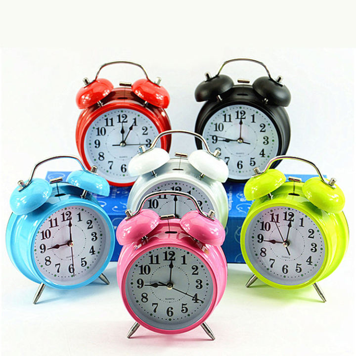 Digital Alarm Clock Mini Classic Silent Metal Quartz Movement Analog ...