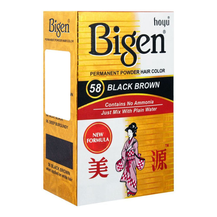 “Bigen Permanent Powder Hair Color 58 – Black Brown, Long-Lasting ...