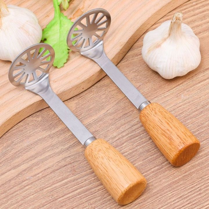 Portable Stainless Steel Potato Masher With Wooden Handle Manual Food ...