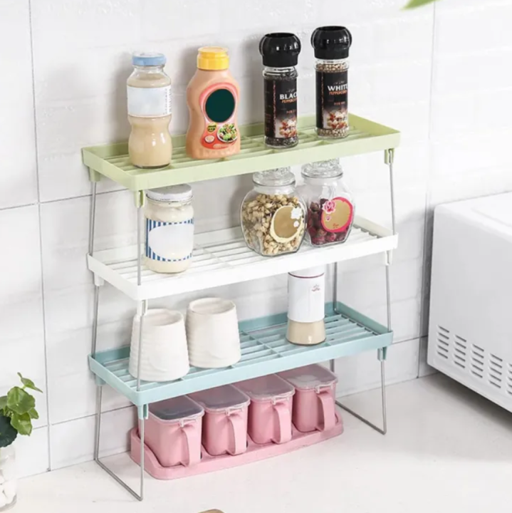 Folding Stack up shelf Kitchen Organizer Cabinet Shelves foldable Shelf ...