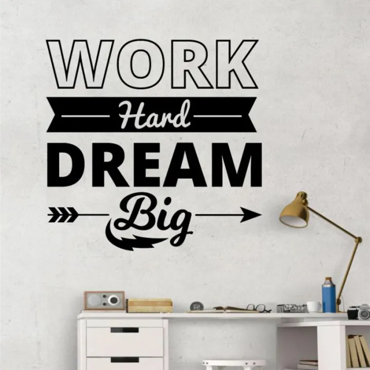Work Hard Dream big sticker, motivational wall stickers , Motivational ...