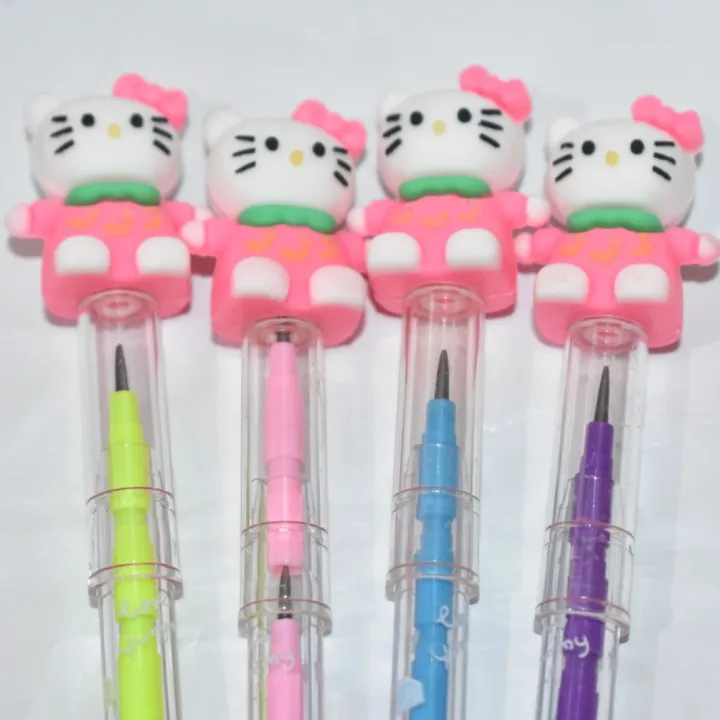 CUTE KITTY FACE LED PENCILS 4PCS SET FOR KIDS /STATIONERY FOR KIDS ...