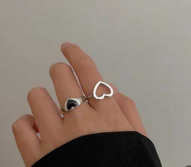 Black Heart Ring, Love Heart Ring, Emo Dark Ring, Black Heart Ring ...