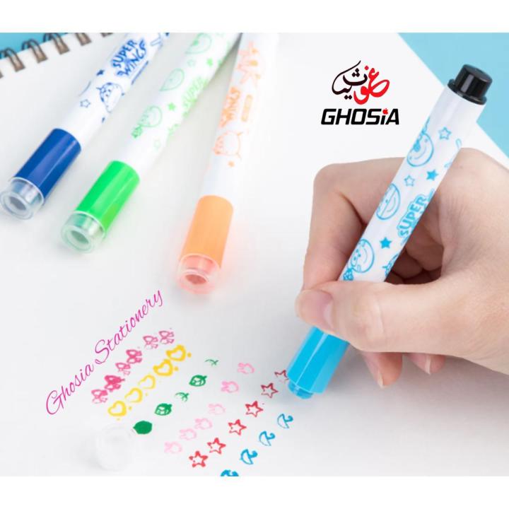 2 in 1 Stamp Marker Set For Kids Multicolor Marker Pens 12 Coloring ...