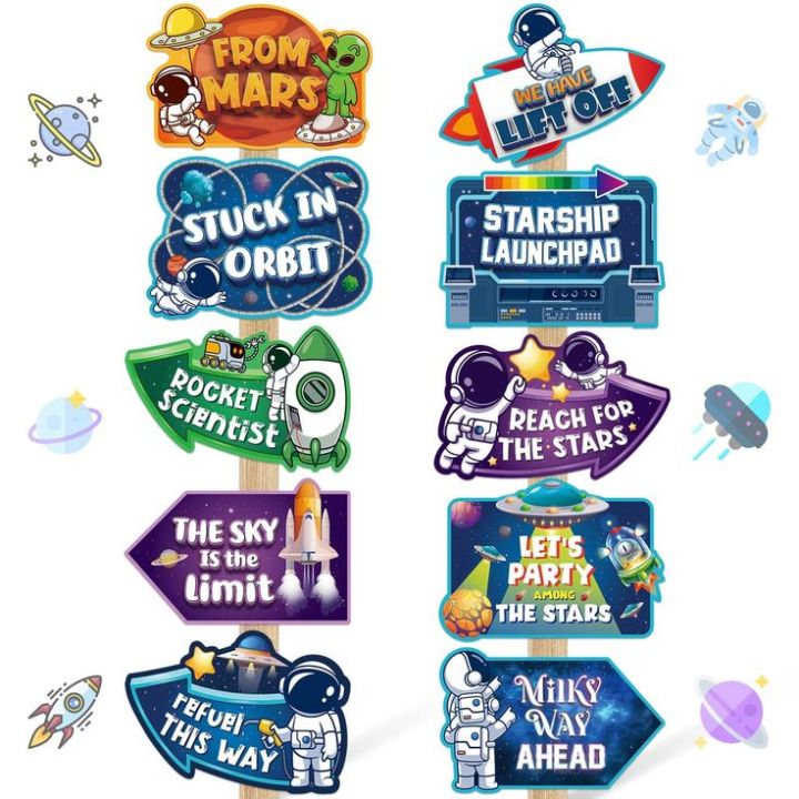 15 Pieces Outer Space Party Directional Signs- Outdoor Solar System ...