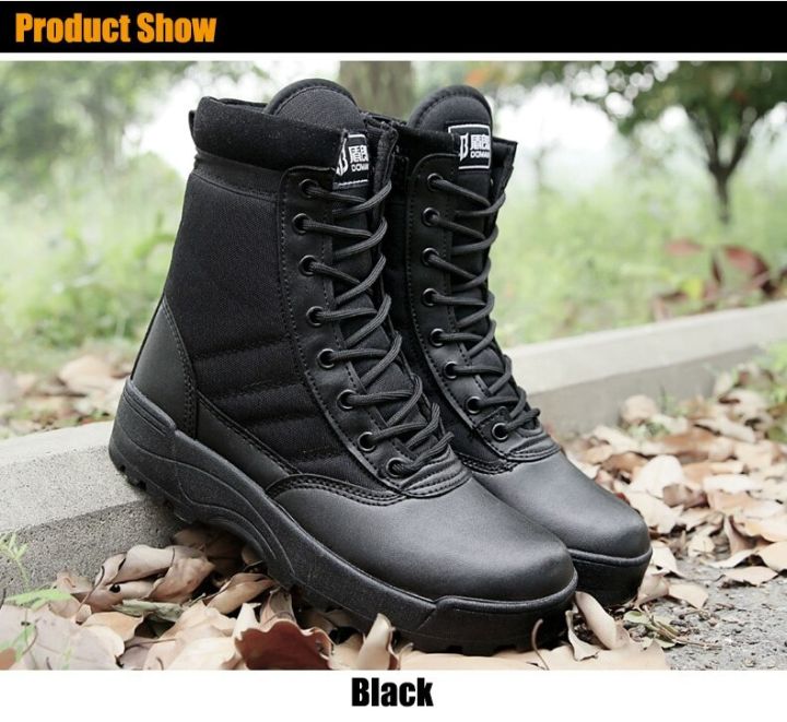 Men’s Black Tactical Combat Boots – Military Style, Anti-Slip, Outdoor ...