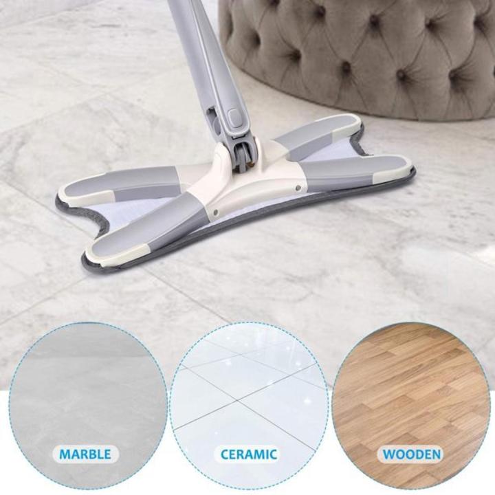 New X Style Squeeze Mop Floor Mops with Reusable Microfiber Pads Hand ...