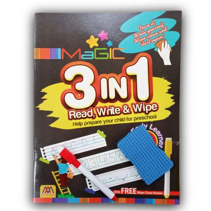 Classic Magic 3 In 1 Read Write & Wipe Book With Marker & Duster For ...