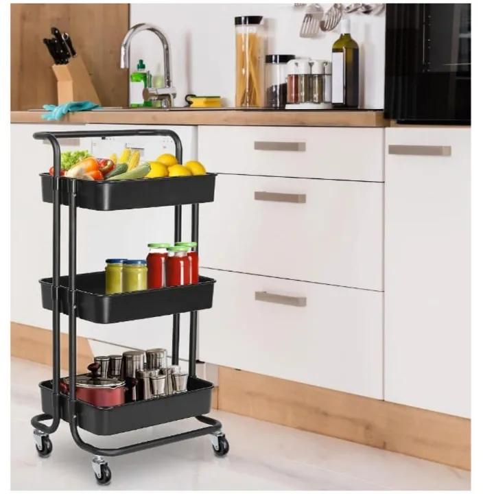 Kitchen Trolley Rack storage bathroom storage trolley Rack 3 tier cart ...