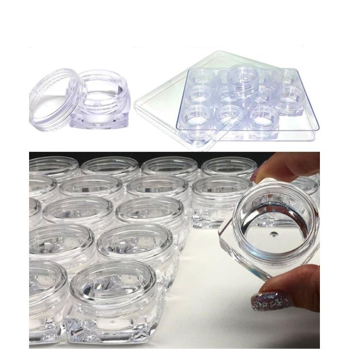 Artisan - Calligraphy Ink Pot Jar 1 Set-12Pcs Clear Transparent Round ...