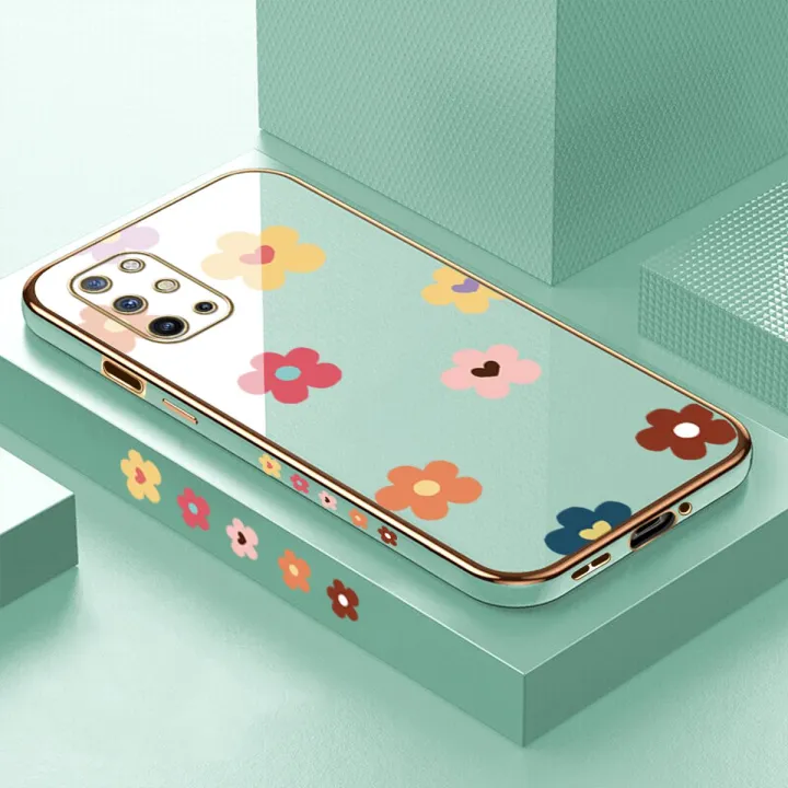 Luxury 6D Plating Case for OnePlus 8T Color Cartoon Flowers Side ...
