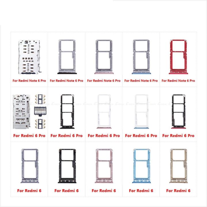 Sim Card Tray Socket Slot Reader Adapter Parts for XiaoMi Redmi 6 Note ...