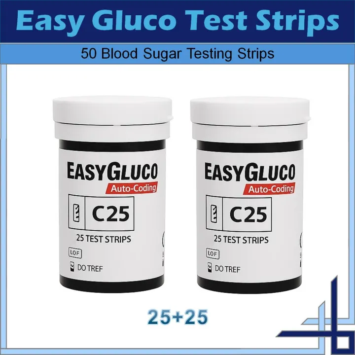 Easy Gluco C25 Blood Sugar Test Strips | 50 Pcs for Easy Gluco Meter ...