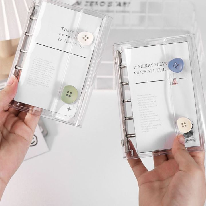 Fashion Transparent M5 binder 5-hole double-buckle Loose leaf notebook ...