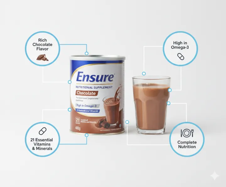 Insure Milk Powder Chocolate 400g | Complete Nutrition Drink | Energy ...