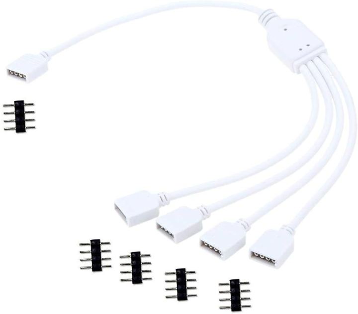 4 Pin RGB Led Connector Cable 1 TO 4 Female to Female 4pin RGB Splitter ...