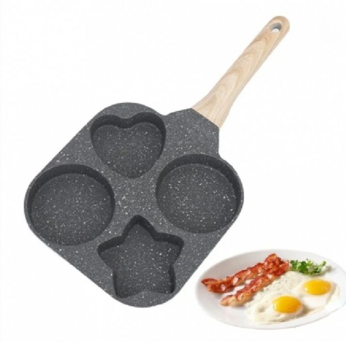 Mini Non-Stick Egg Frying Pan with Wooden Handle – 9x9cm Multi-Grids ...