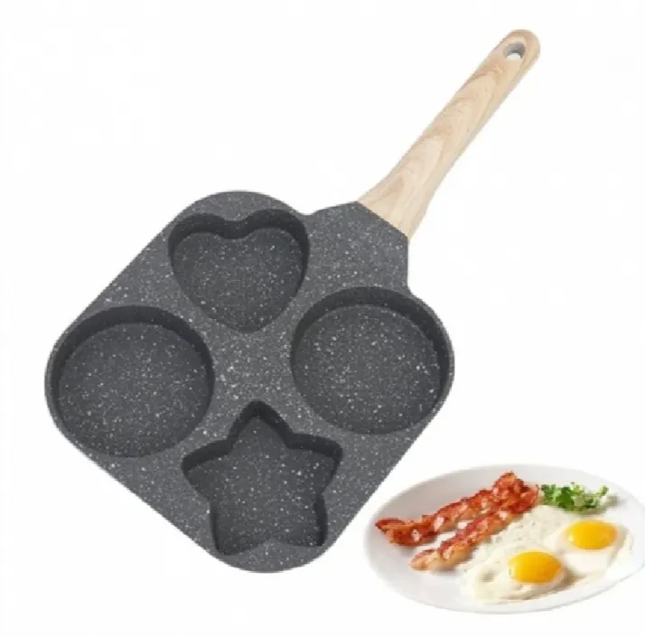 Mini Non-Stick Egg Frying Pan with Wooden Handle – 9x9cm Multi-Grids ...
