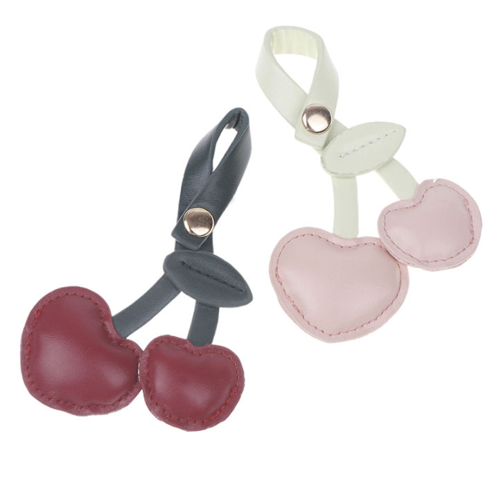 3D Leather Peach Heart Cherry Car Key Chain Pink Red Heart Versatile ...