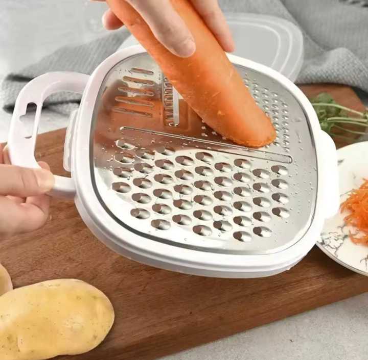 4-in-1 Multi Grater with Container Case & Plastic Lid Cover – Cheese ...