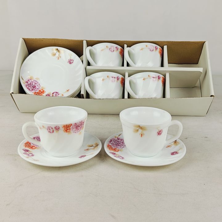 6 Pcs Cup Tea set Heat Resistant Opal Glassware | Daraz.pk