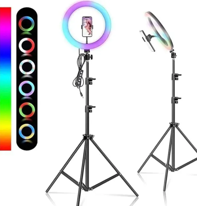 26cm RGB Ring Light with 7 FT Tripod Stand and Phone Holder, Dimmable 7 ...