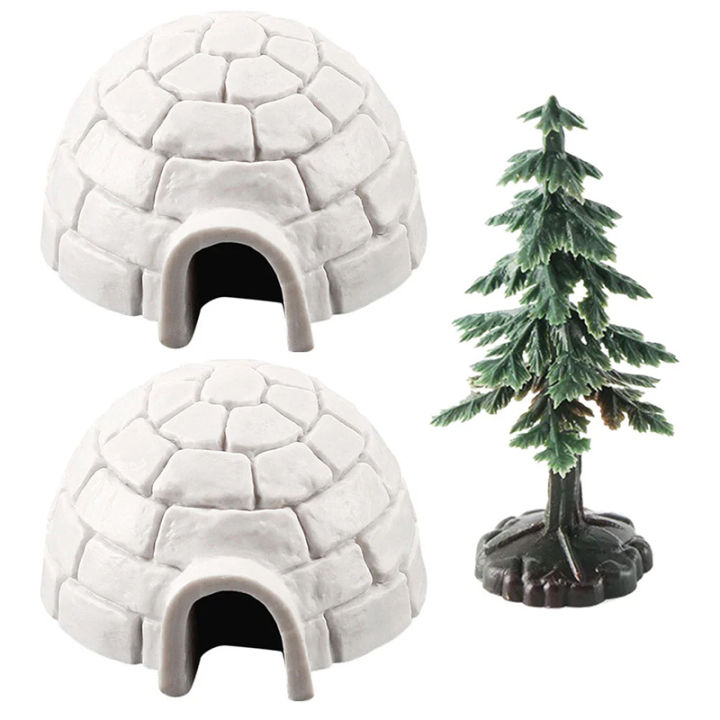 Polar Igloo Christmas Tree Figurines Set Miniature Arctic Figures Toy ...
