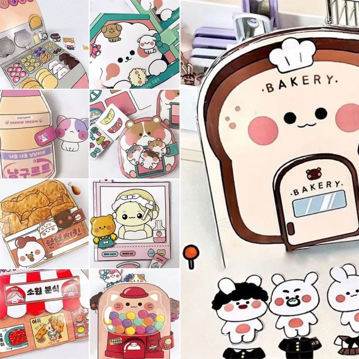 Cute Paper Waffle Quiet Book Bread Colorful Cartoon Busy Book Handmade ...