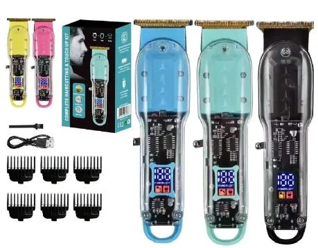 Transparent Professional Electric Hair Clipper, Rechargeable Beard ...