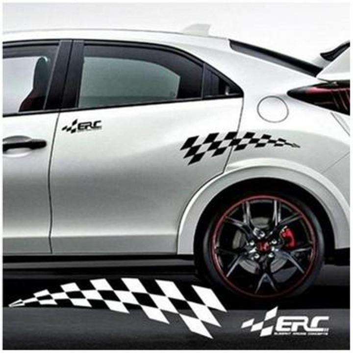 2Pcs Racing Stickers Vehicle Car Decals Wheel Eyebrow Checkered Flags ...