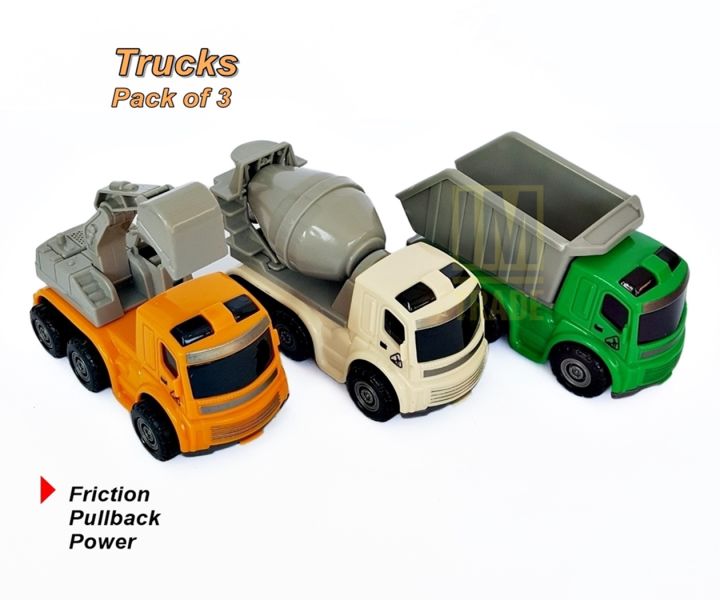 Construction Trucks set of 3 with Friction power front wheels for Kids ...