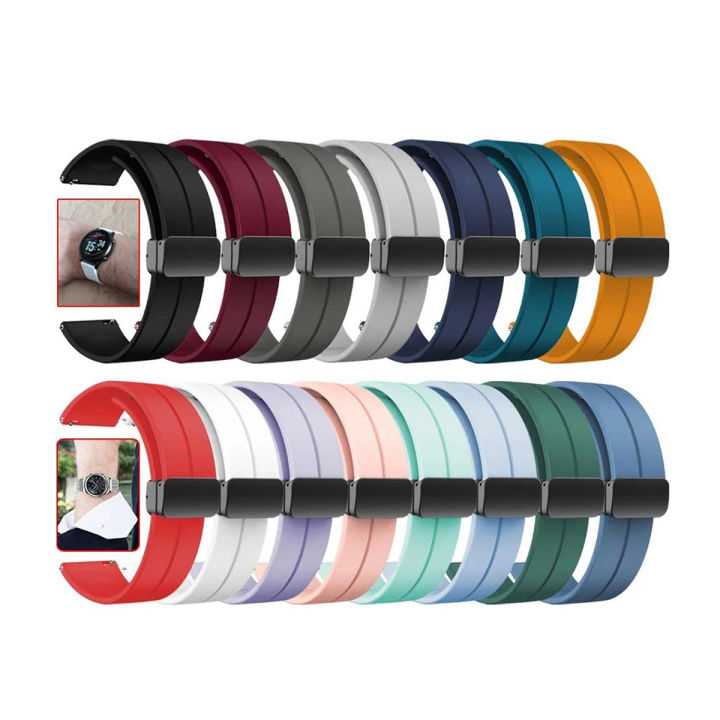 Magnetic Lock Silicone Watch Band for 22mm Watches Compatible with ...