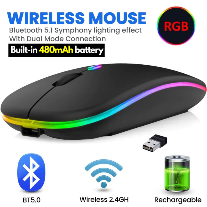 HP W10 Wireless RGB Bluetooth, Wireless, Rechargeable Slim Mouse / W10 ...