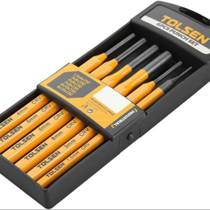 Tolsen 6pcs Punch Set Professional Steel Vanadium Heavy Duty Nail Punch ...