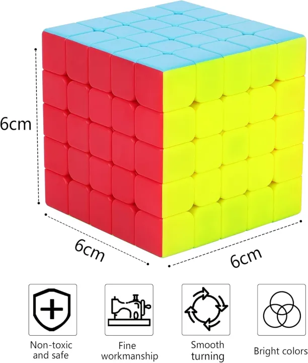 Coolzon Speed Cube 5x5 Stickerless, Smooth Magic Cube Fidget Cube 5x5x5 ...