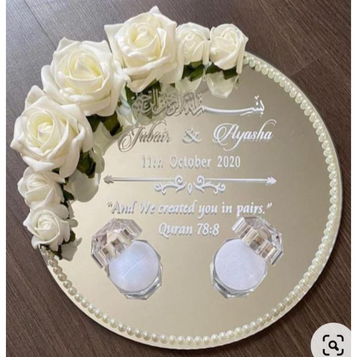 Mirror tray for engagement rings and nikah pens. nikkah accessories and ...