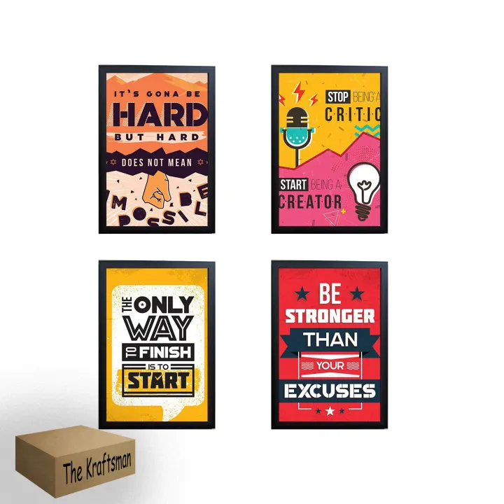 Modern Minimalist Office Decor Frame 4 Pcs Motivational Quotes Photo ...