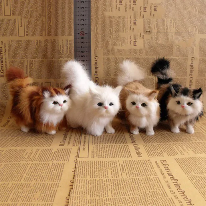 Cute Simulation Cat Plush Toys Soft Stuffed Kitten Model Fake Cat ...
