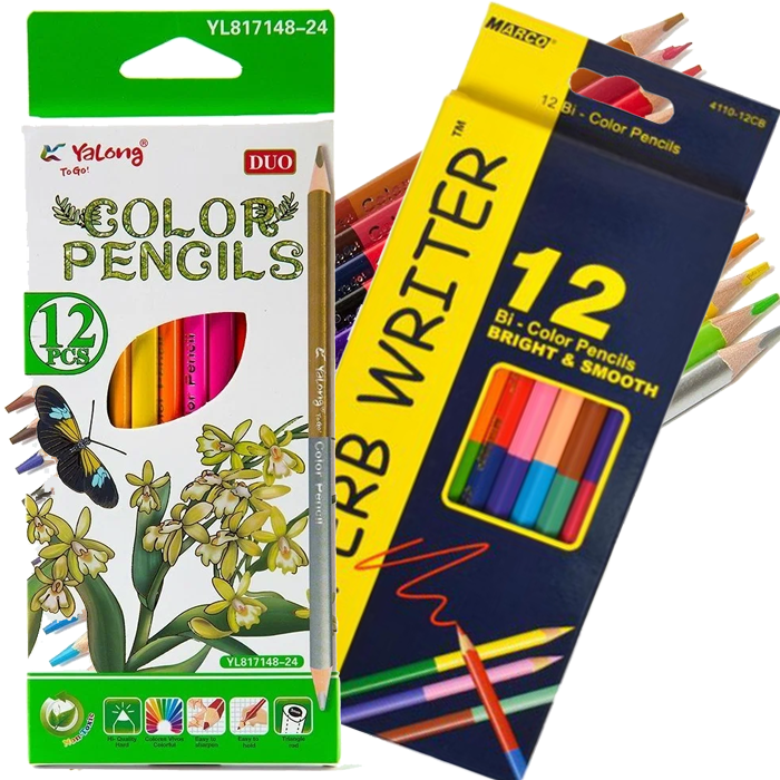 12pcs 24 Colours Duo Professional Long Pencils High Quality Color ...